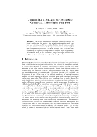 Cooperating Techniques for Extracting Conceptual Taxonomies from Text | PDF