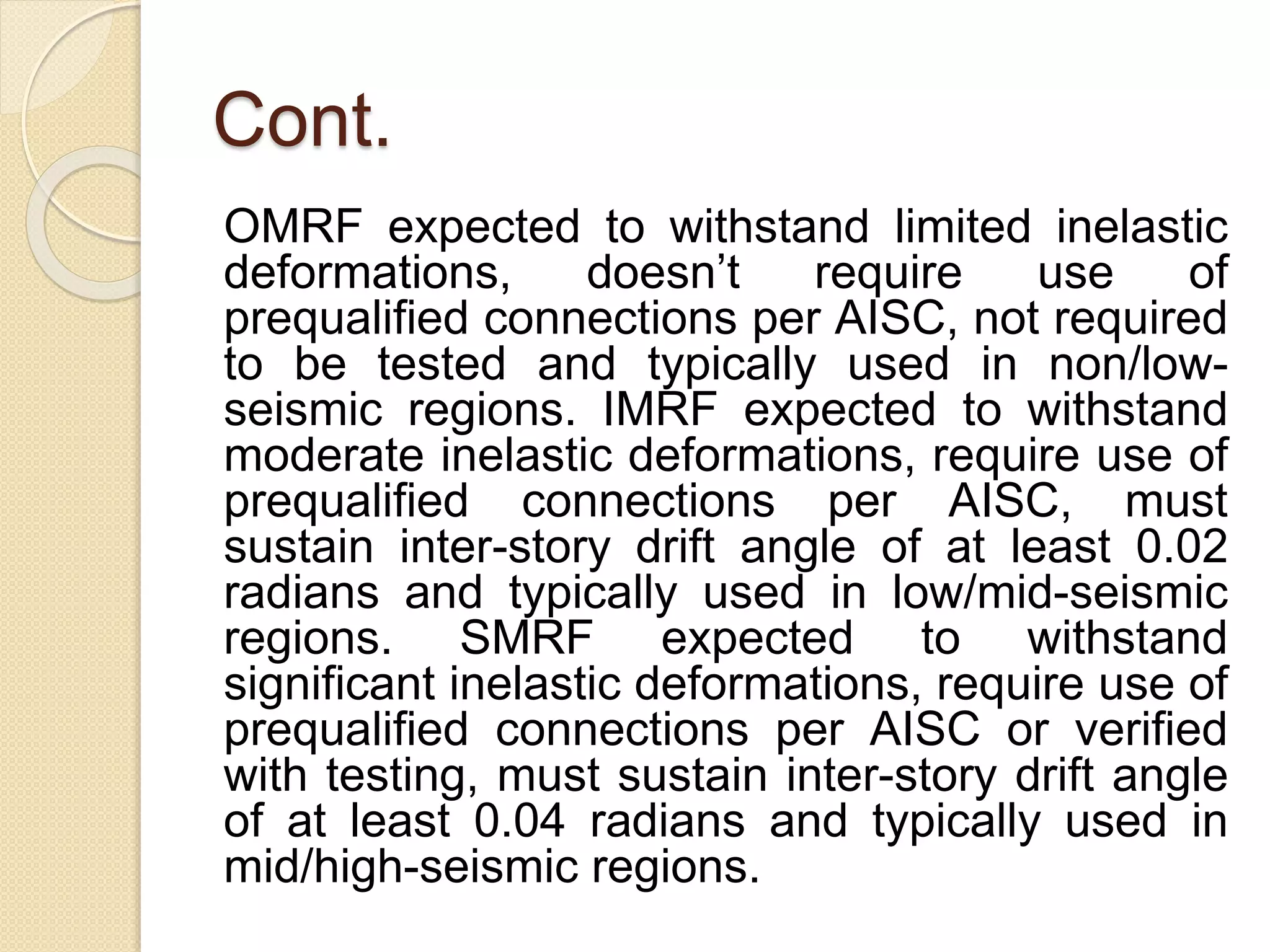 BEHAVIOR OF SMRF AND IMRF RC BUILDINGS DURING EARTHQUAKES | PPTX