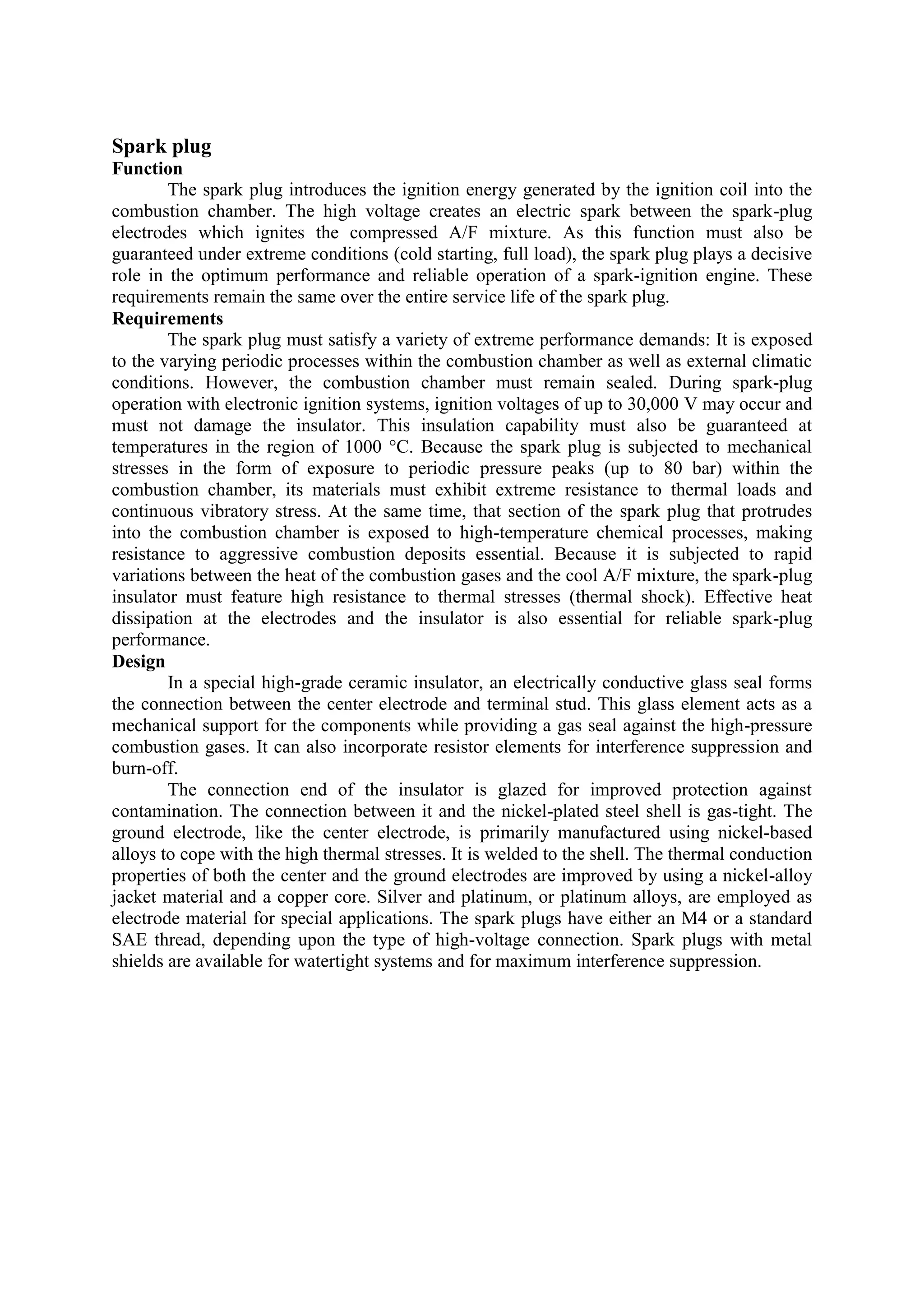 Ignition Engine working operation | PDF