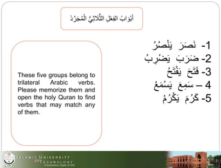 Groups of the Arabic Verbs | PPT