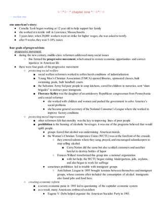 US History Chapter 9 Progressive Era Study Guide | PDF
