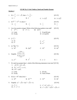 Mc Ex[1].3 Unit 3 Indices, Surds And Number Systems | PDF