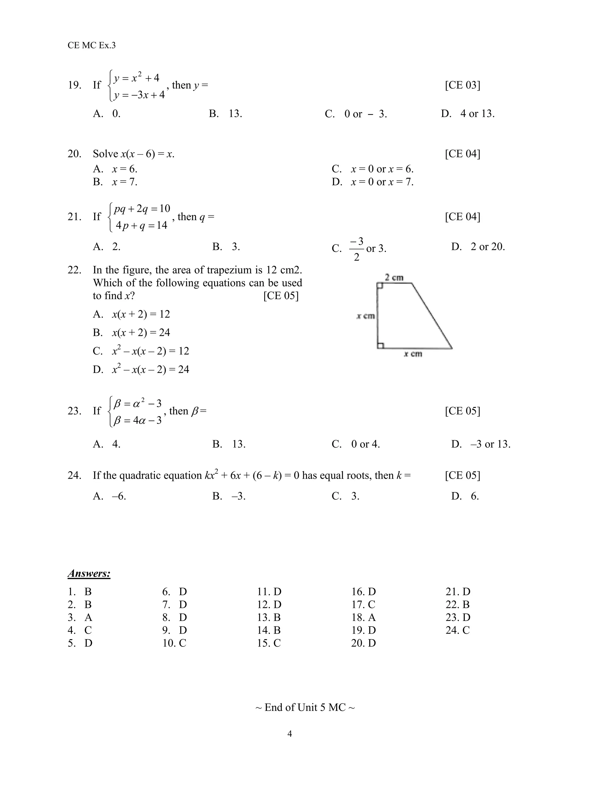 Mc Ex[1].5 Unit 5 Quadratic Equations | PDF