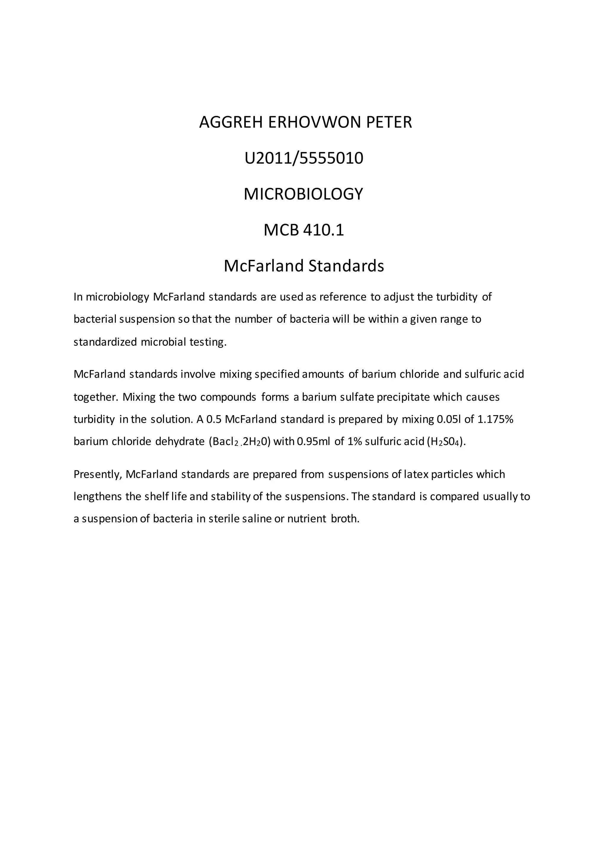 Mc farland standards | DOCX