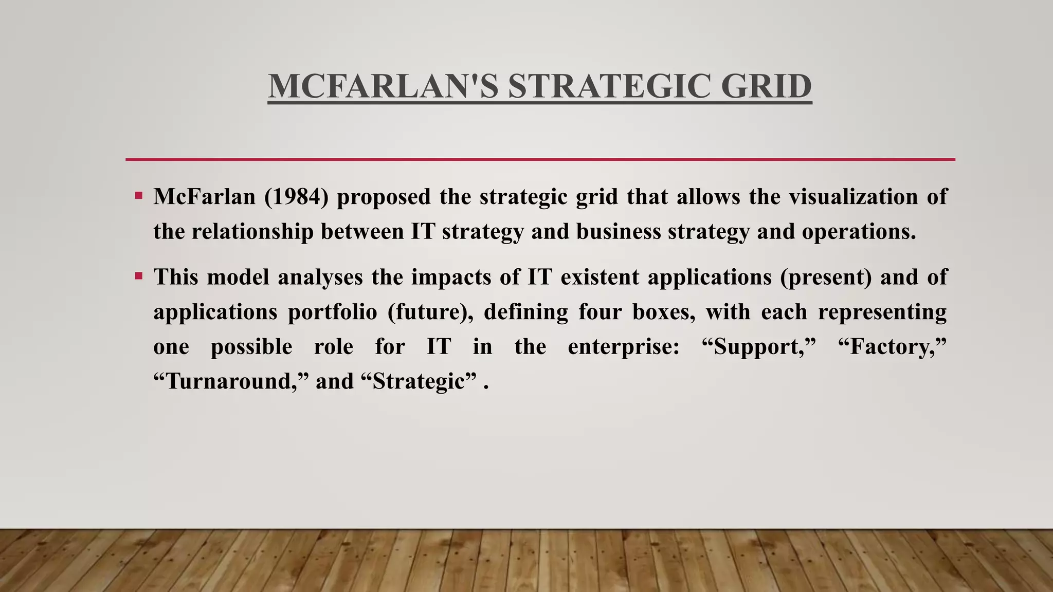 Mc farlan's strategic grid | PPTX