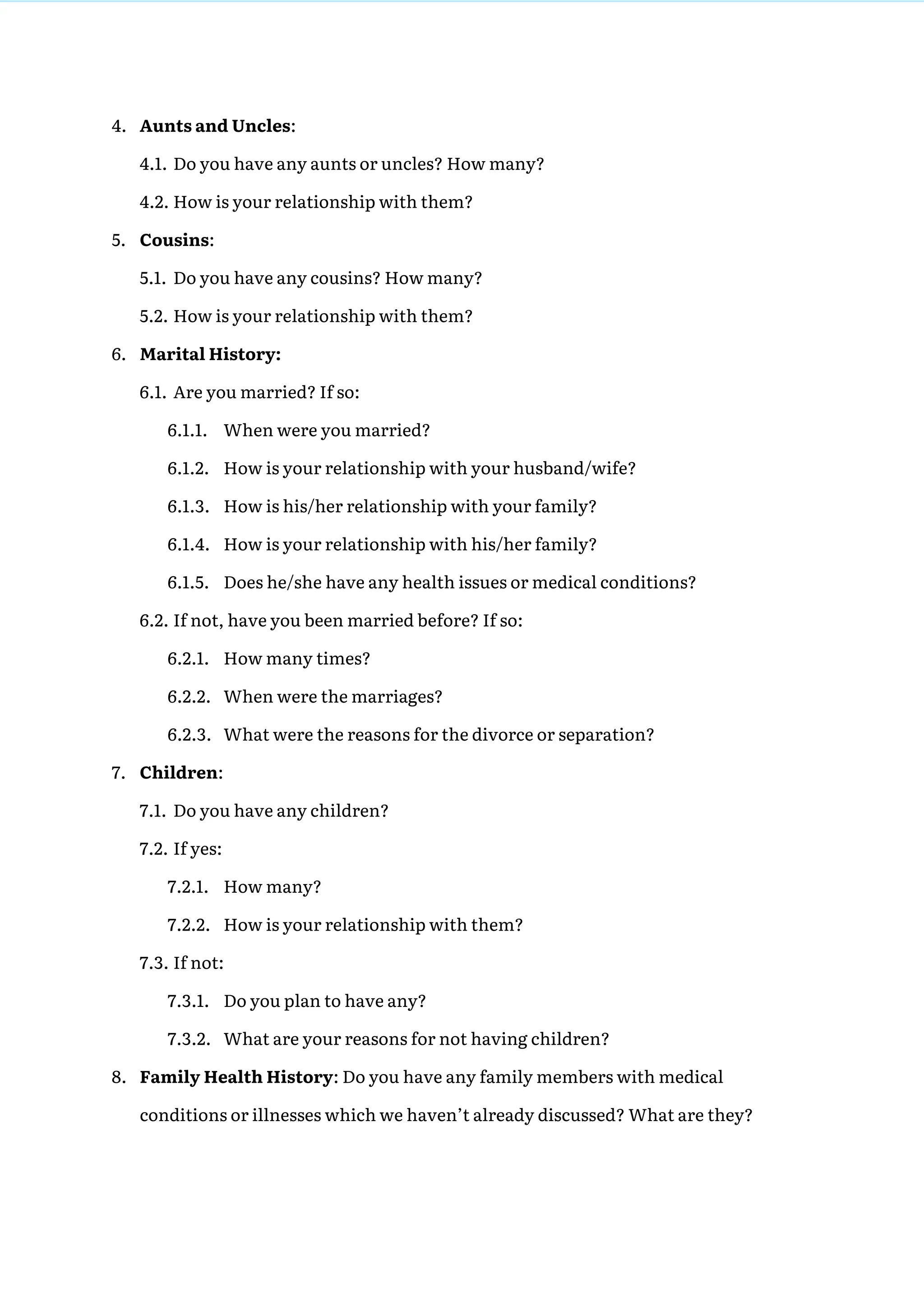 Assessment: Interview Schedule for Three Generational Genogram and ...