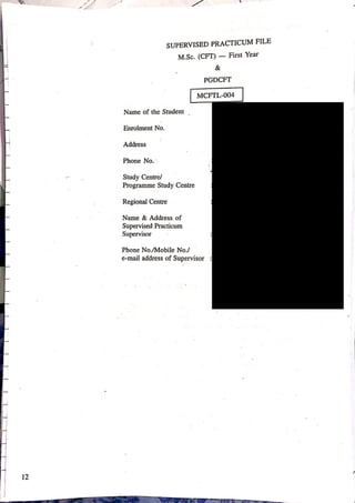 IGNOU Sample Practical File for MCFTL004 Counselling and Family Therapy ...