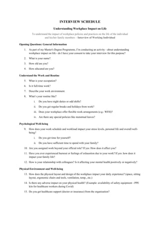Assessment Tools: Interview Schedule for Understanding Workplace Impact on Life - Working ...