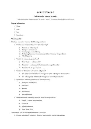 Assessment Tool: Questionnaire for Evaluating an Individual's ...
