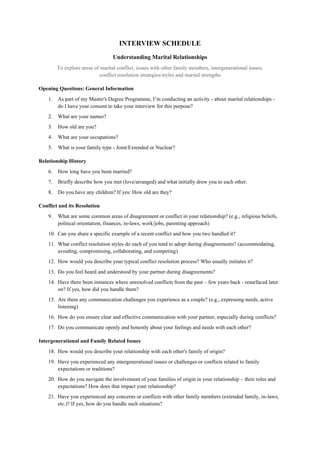 Family Assessment Tool: Interview Schedule for Understanding the Marital Relationship | PDF