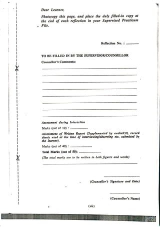 IGNOU Sample Practical File for MCFTL008 Reflective Journal | PDF