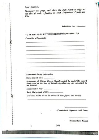 IGNOU Sample Practical File for MCFTL008 Reflective Journal | PDF