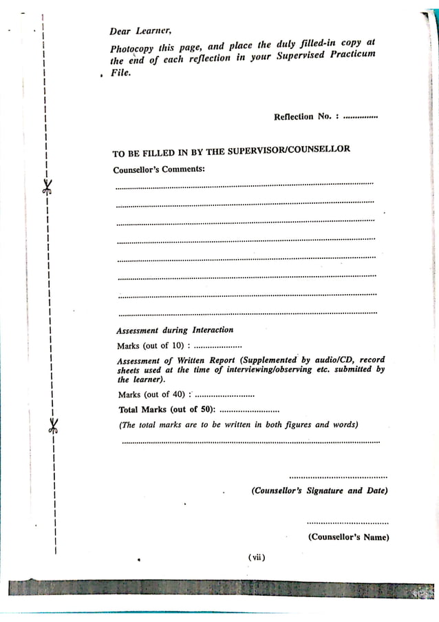 IGNOU Sample Practical File for MCFTL008 Reflective Journal | PDF
