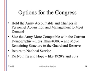McGinnis: Briefing on U.S. Army Manpower | PPT | Defense Industry ...