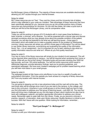 McGoogan Library Intro to Med School - Speaker Notes | PDF