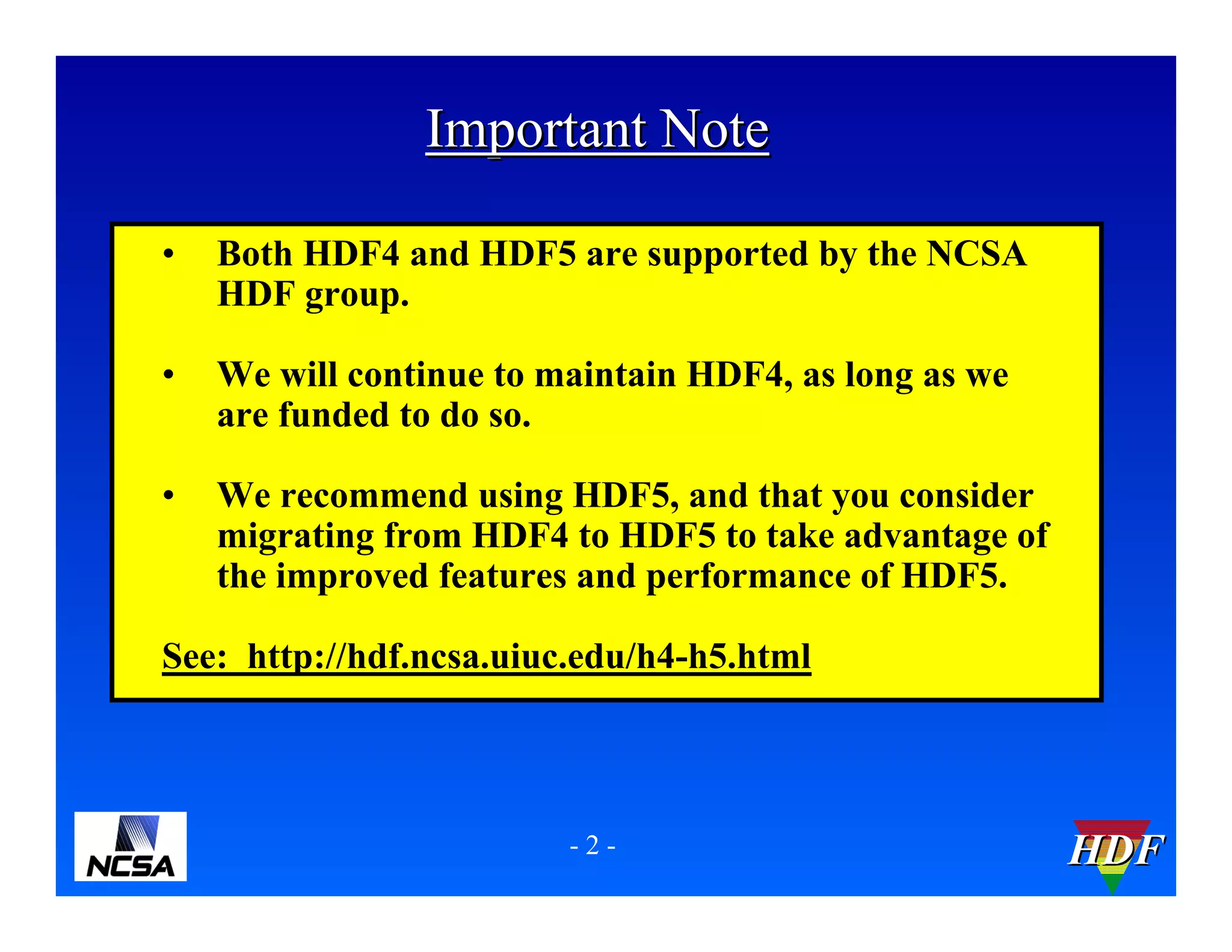 Converting between HDF4 and HDF5 | PPT