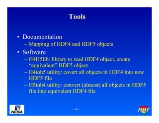 Converting between HDF4 and HDF5 | PPT