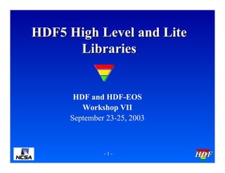 HDF5 High Level and Lite Libraries | PDF | Technology & Computing