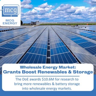 Wholesale Energy Market: US DOE Grants Boost Renewables Integration | PDF