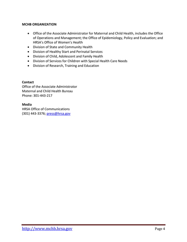 MCHB Fact Sheet | PDF