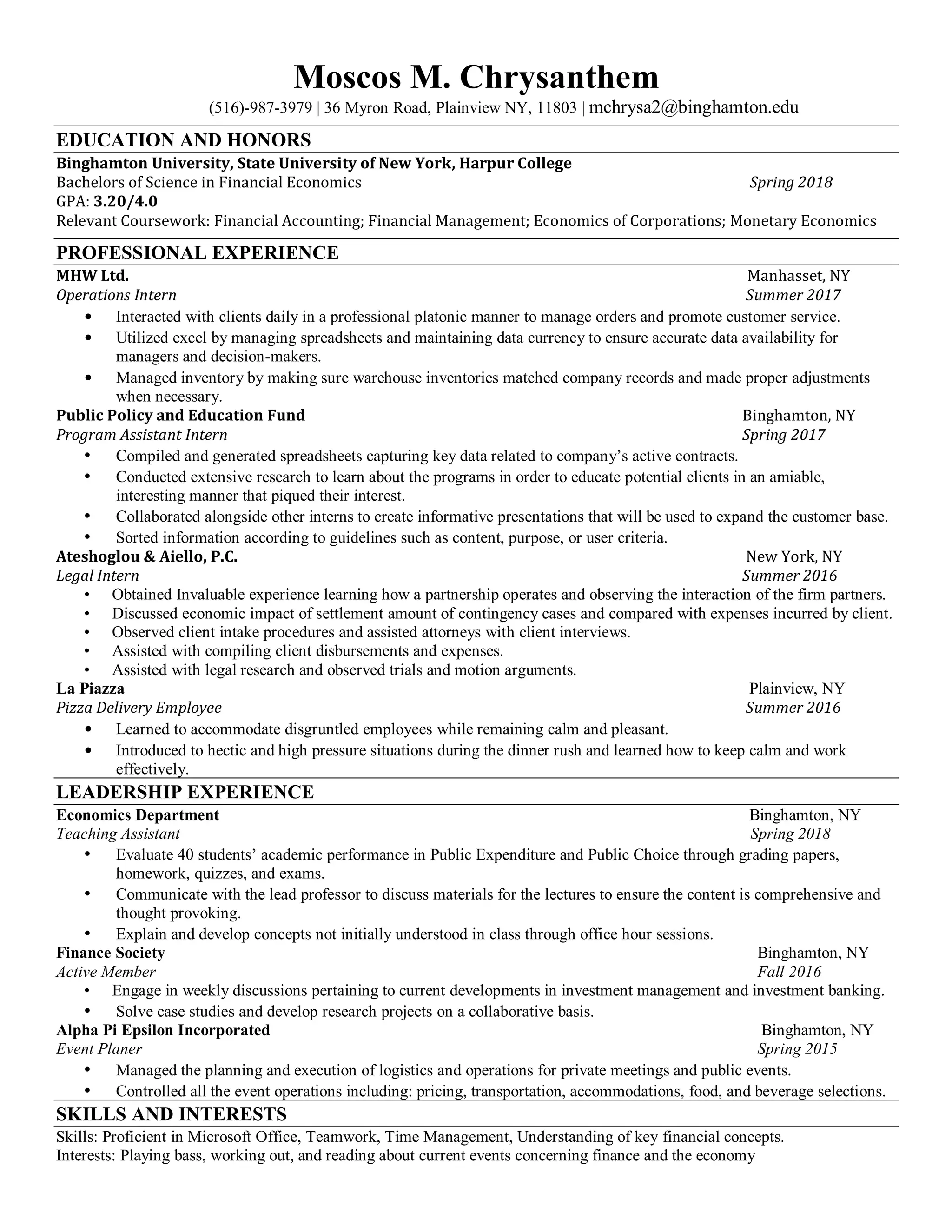 Moscos Chrysanthem Resume | PDF