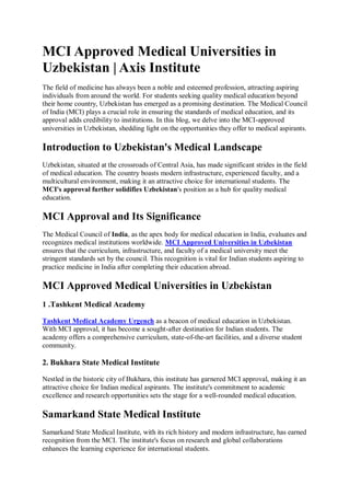 MCI Approved Medical Universities in Uzbekistan.pdf