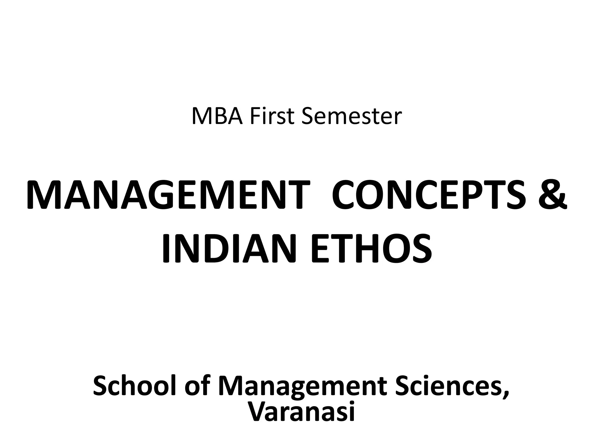 Management Concepts & Indian Ethos- Unit 2 | PDF