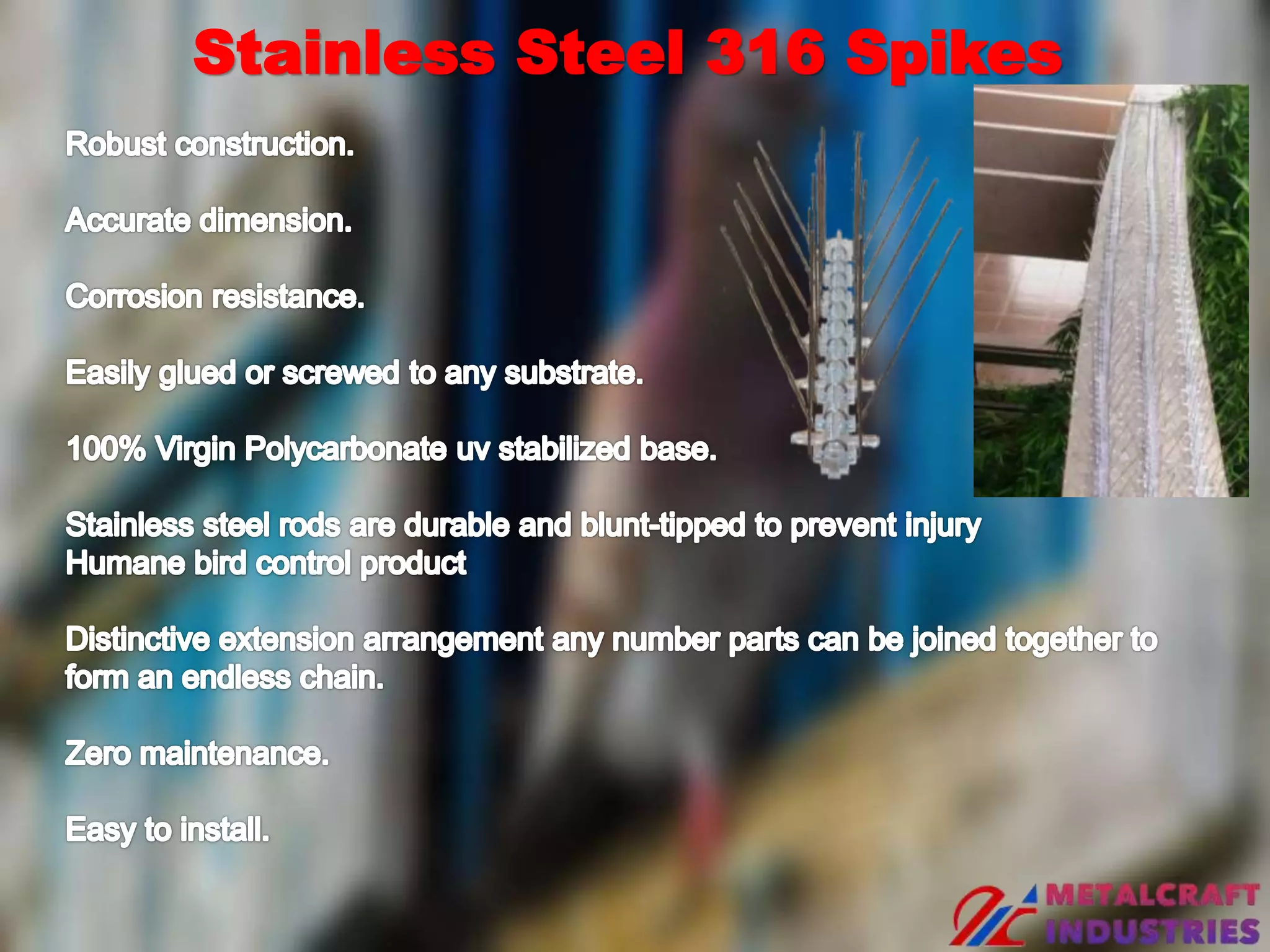 STAINLESS STEEL 304 BIRD SPIKES - METALCRAFT INDUSTRIES | PPTX