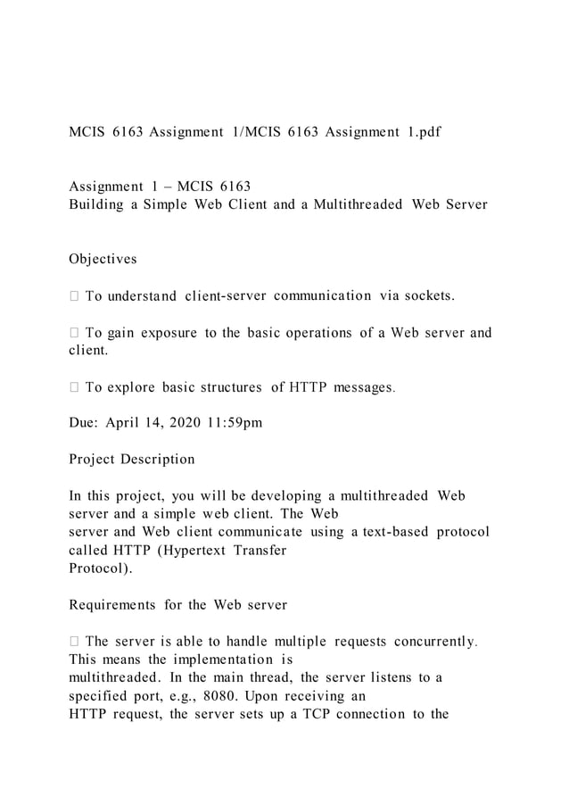 MCIS 6163 Assignment 1MCIS 6163 Assignment 1.pdfAssignmen | DOCX
