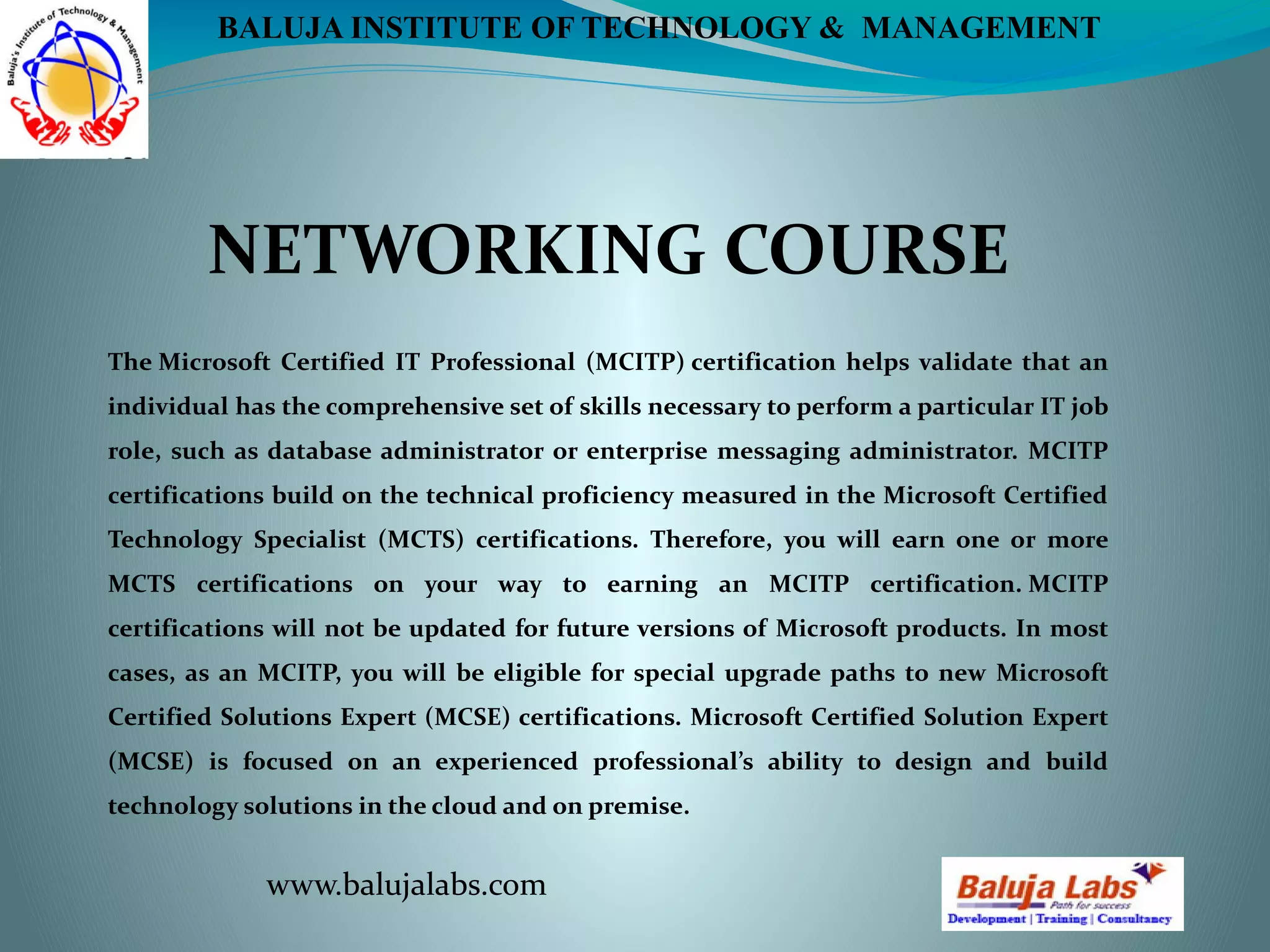 Mcitp course | PDF | Operating Systems | Computer Software and Applications