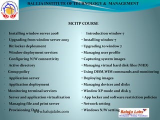 Mcitp course | PDF | Operating Systems | Computer Software and Applications