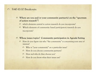 The Spectrum of Community-Based Action Research | PPT