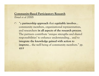 The Spectrum of Community-Based Action Research | PPT