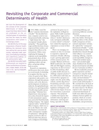 Revisiting the Corporate and Commercial Determinants of Health | PDF | Healthcare Industry ...