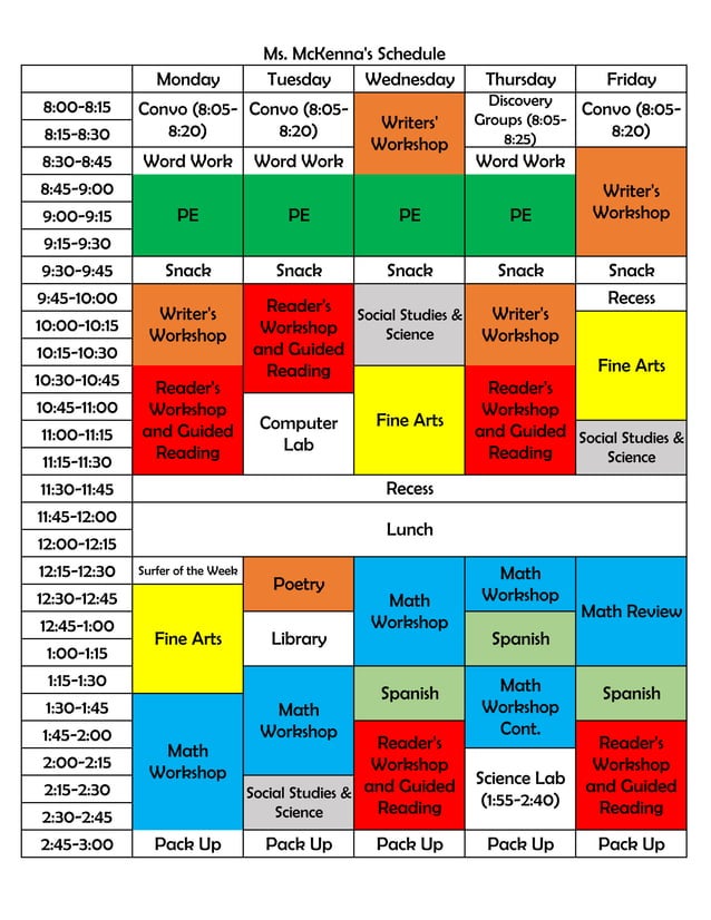 Mc kenna schedule 16 17 | PDF | Homework and Study | Education