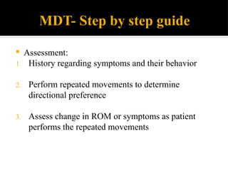 Mckenzie concept manual therapy in physiotherapy | PPTX