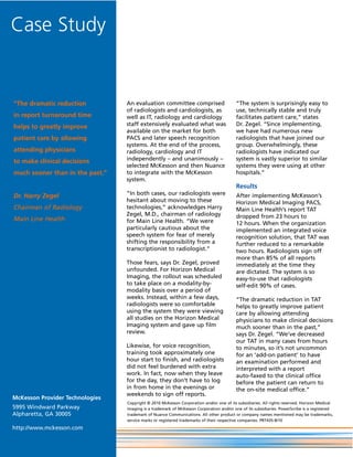 Integrates McKesson PACS with Nuance Voice to Reduce Report TATs and ...