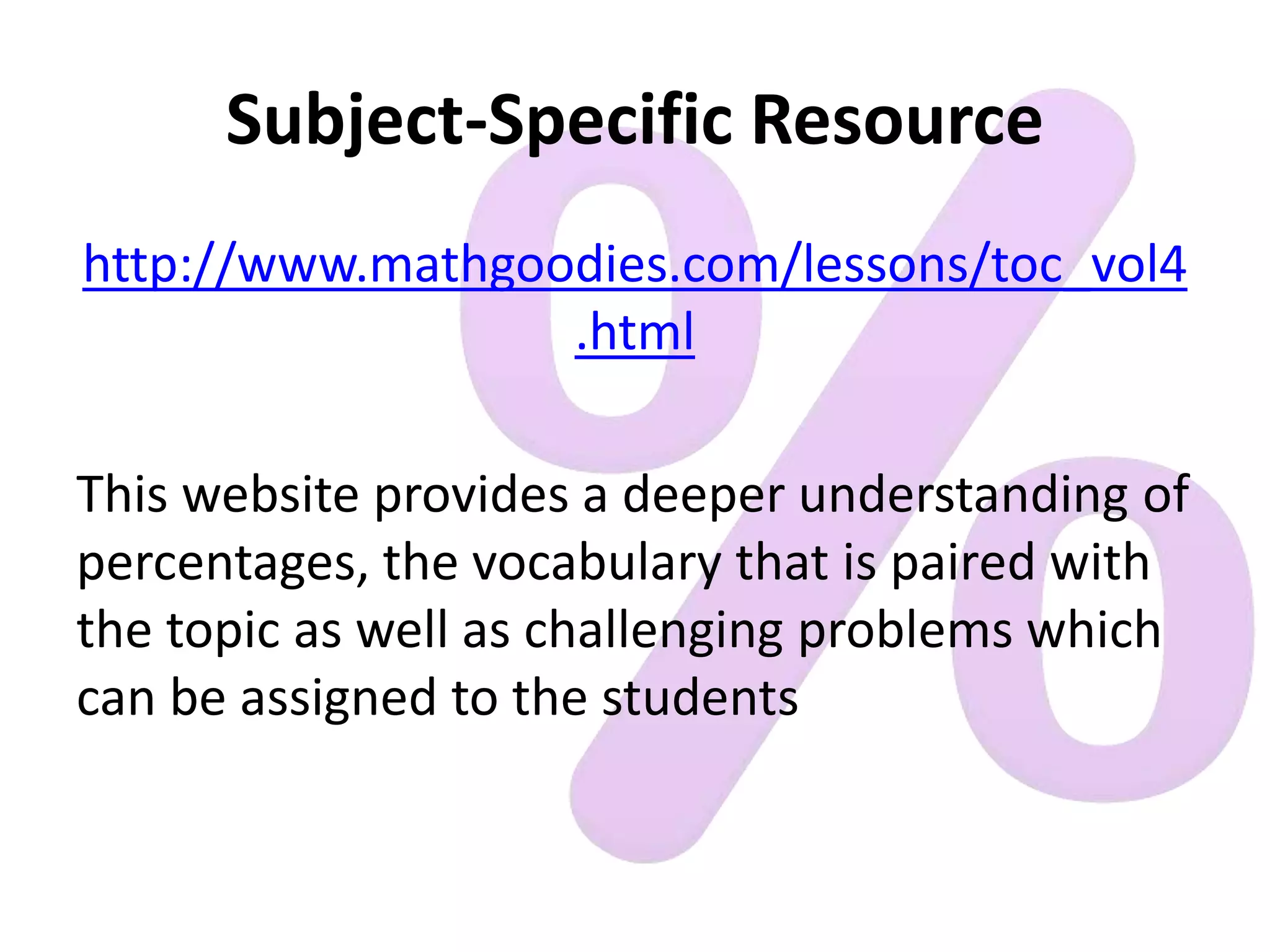McKinley, Grace Percentages | PPTX