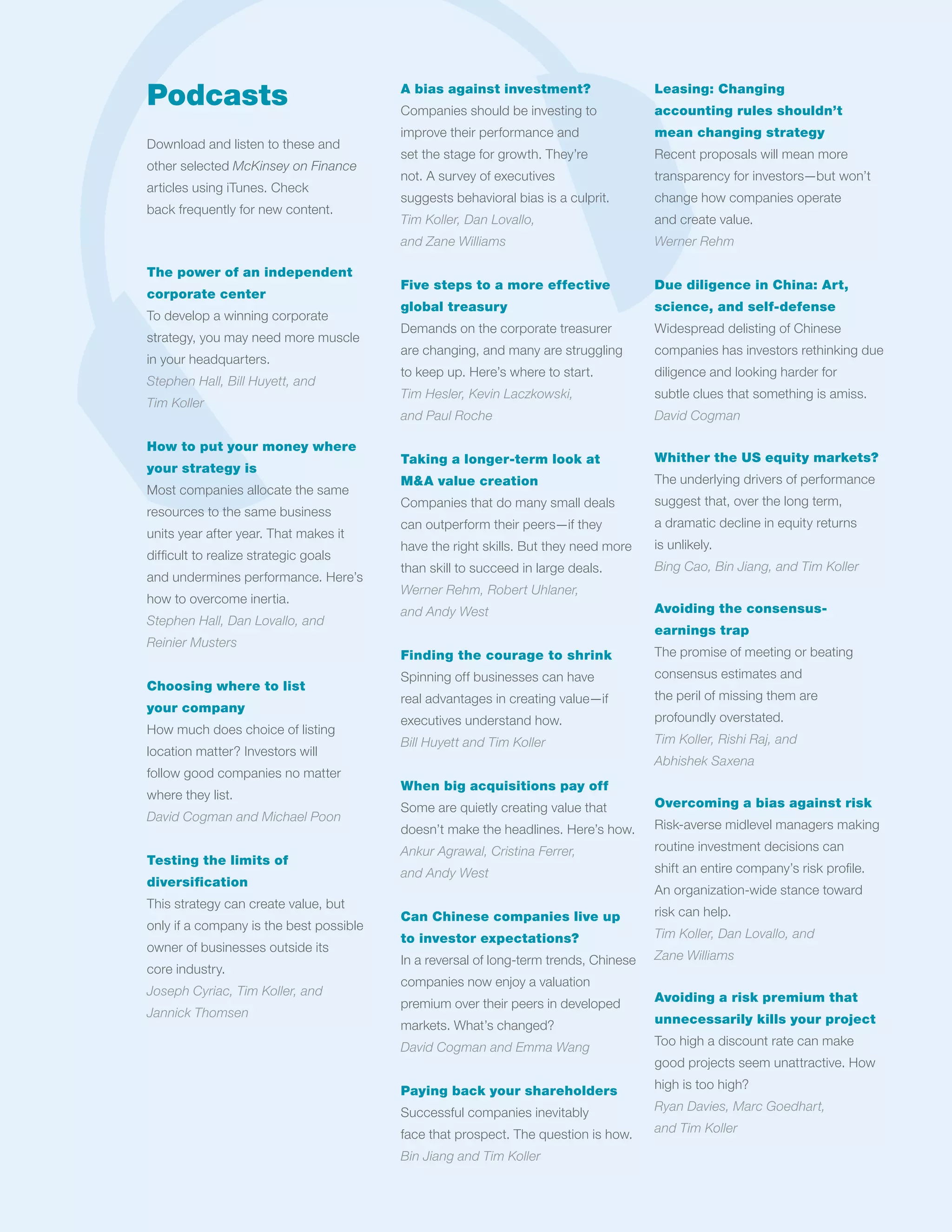 McKinsey on Finance | PDF