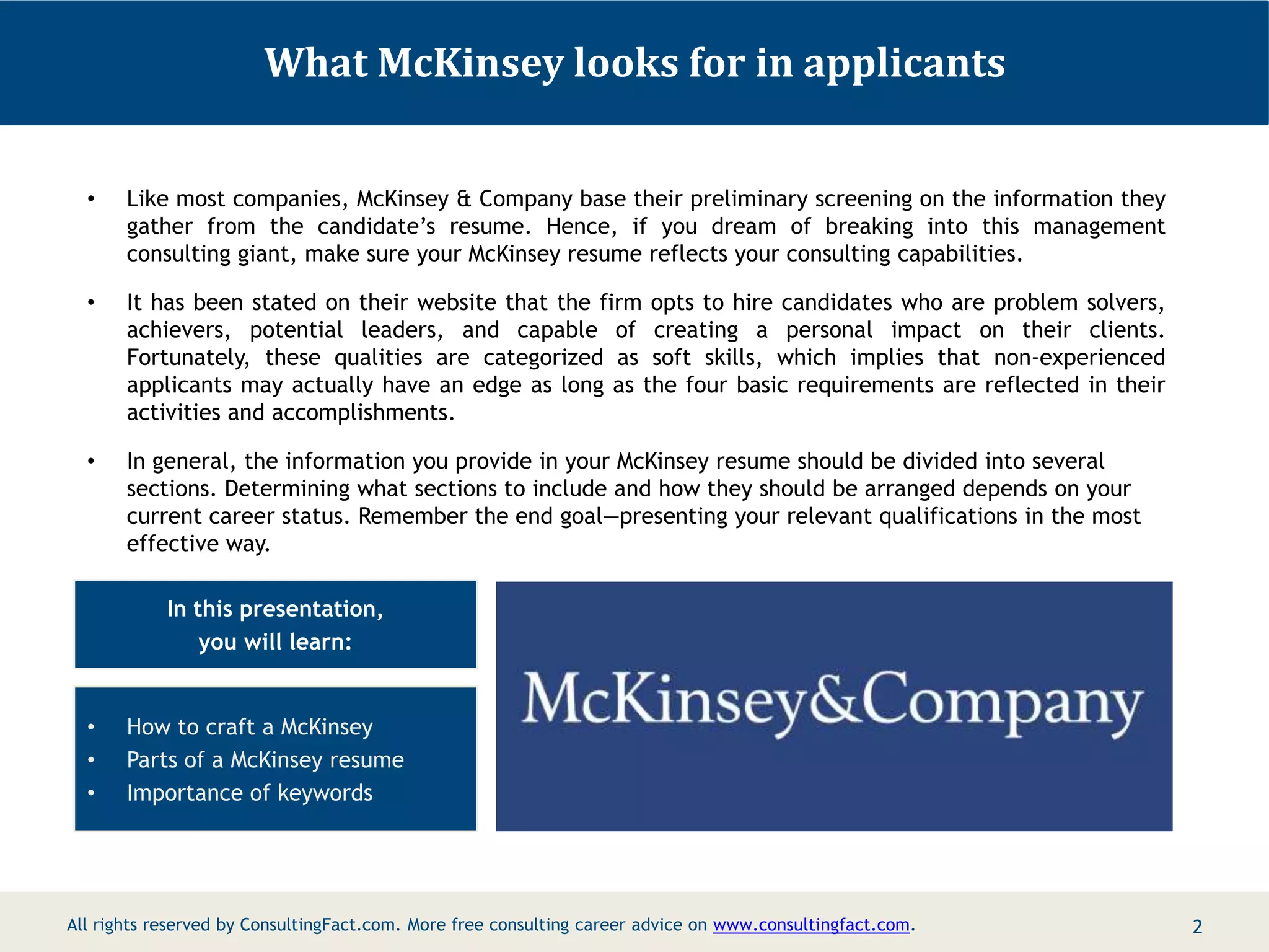 McKinsey Resume Sample | PPTX