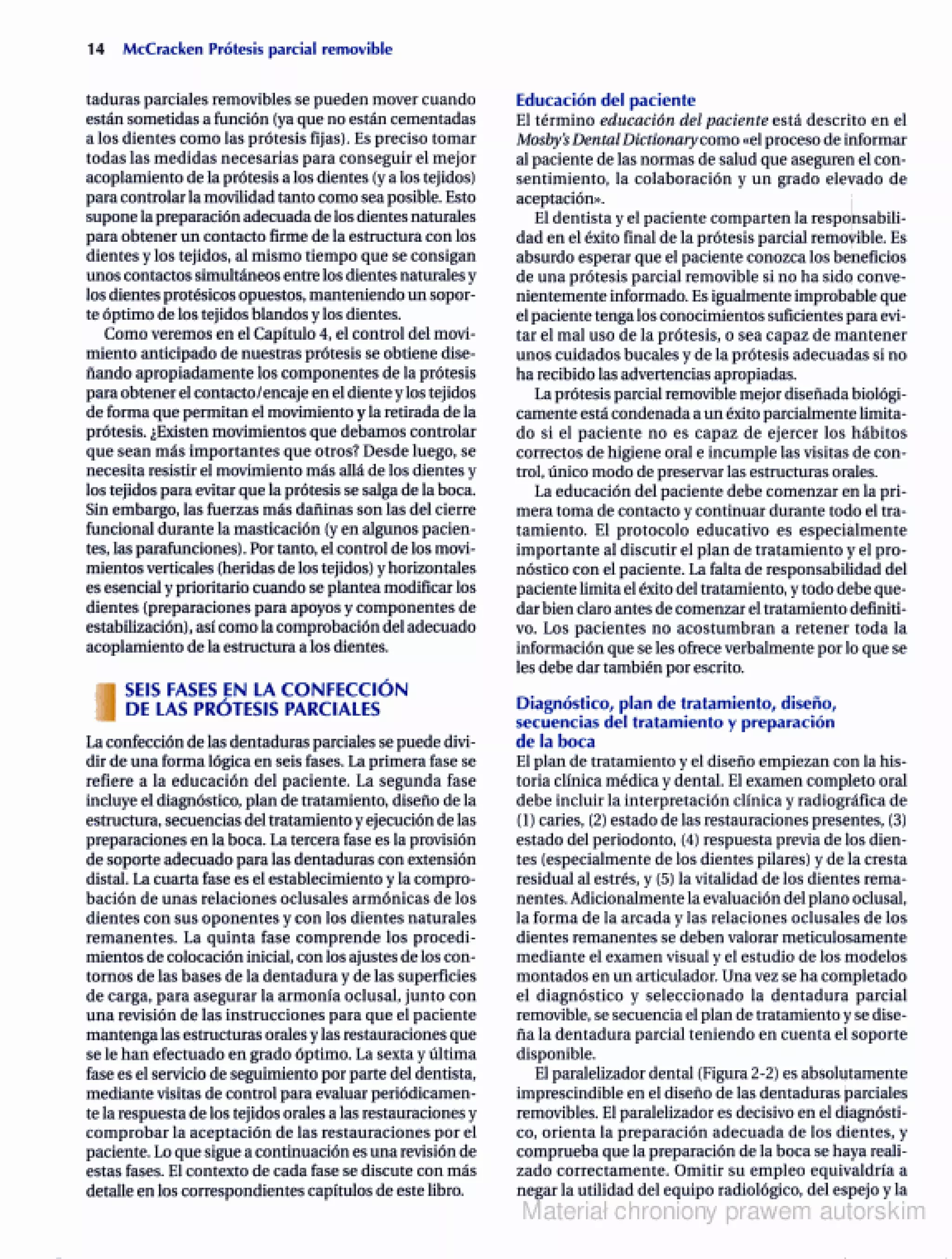 Prótesis Parcial Removible- Mckraken | PDF