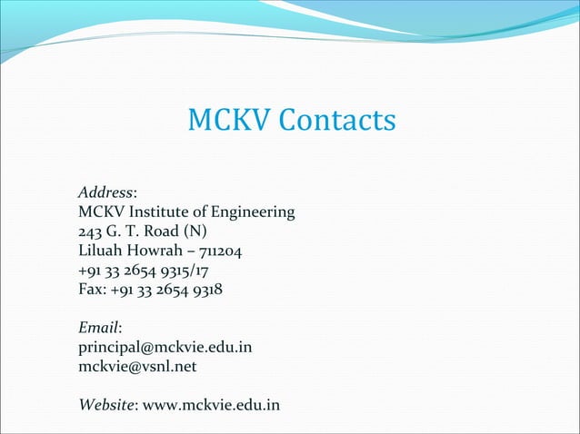 MCKV, Private Engineering college in India | PPT