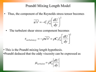 modeling of turbulent flows : prandtl mixing length theory | PPT