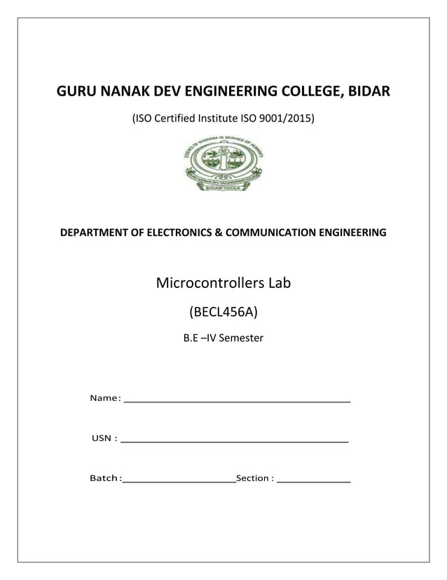 Microcontroller lab manual 2022 scheme vtu | PDF Microcontroller lab manual 2022 scheme vtu | PDF