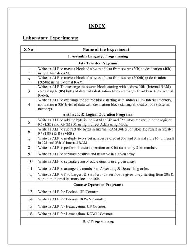 Microcontroller lab manual 2022 scheme vtu | DOCX | Civil Engineering Industry | Industries
