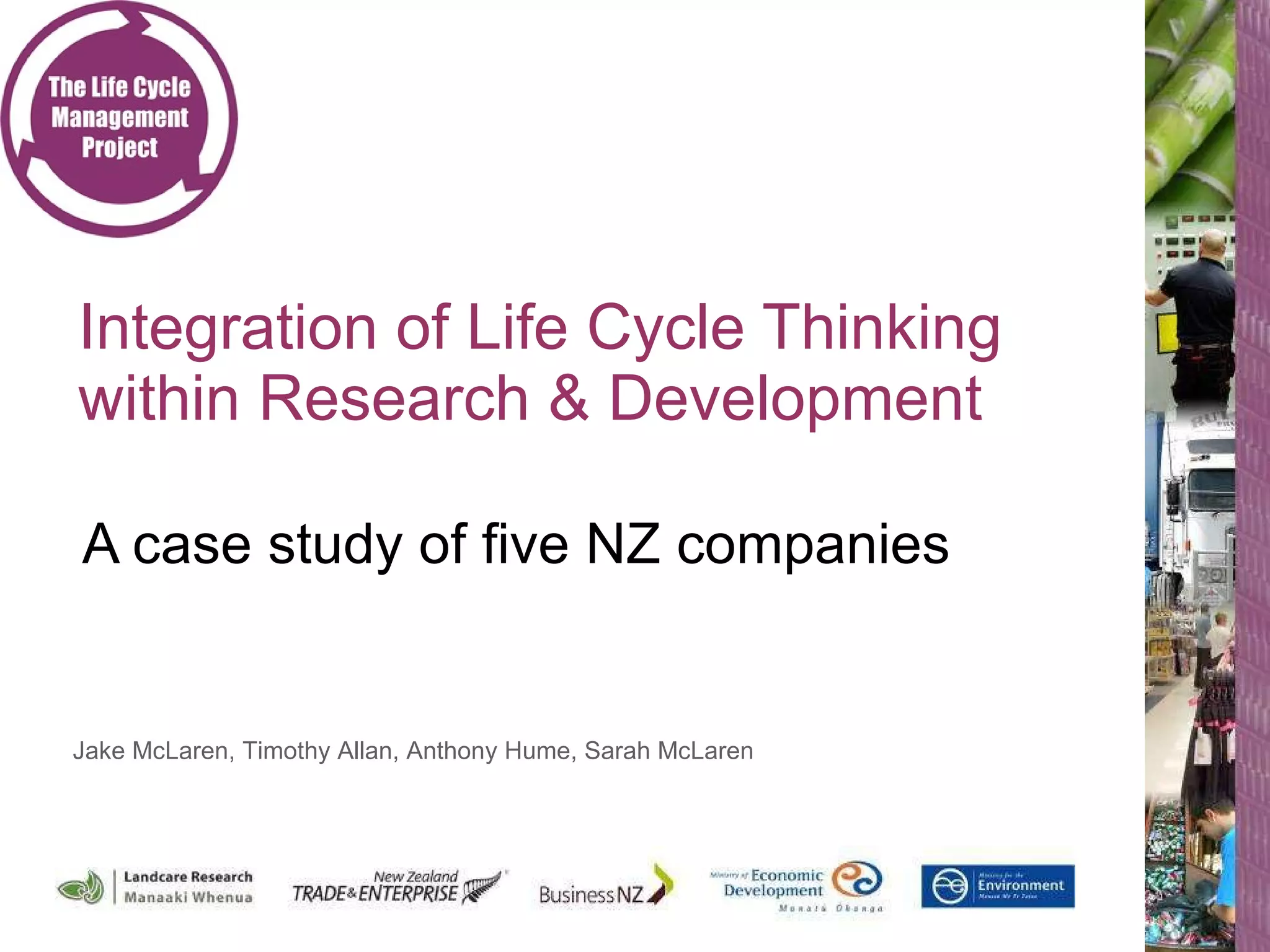 Integration of Life Cycle Thinking within Research & Development | PPT ...