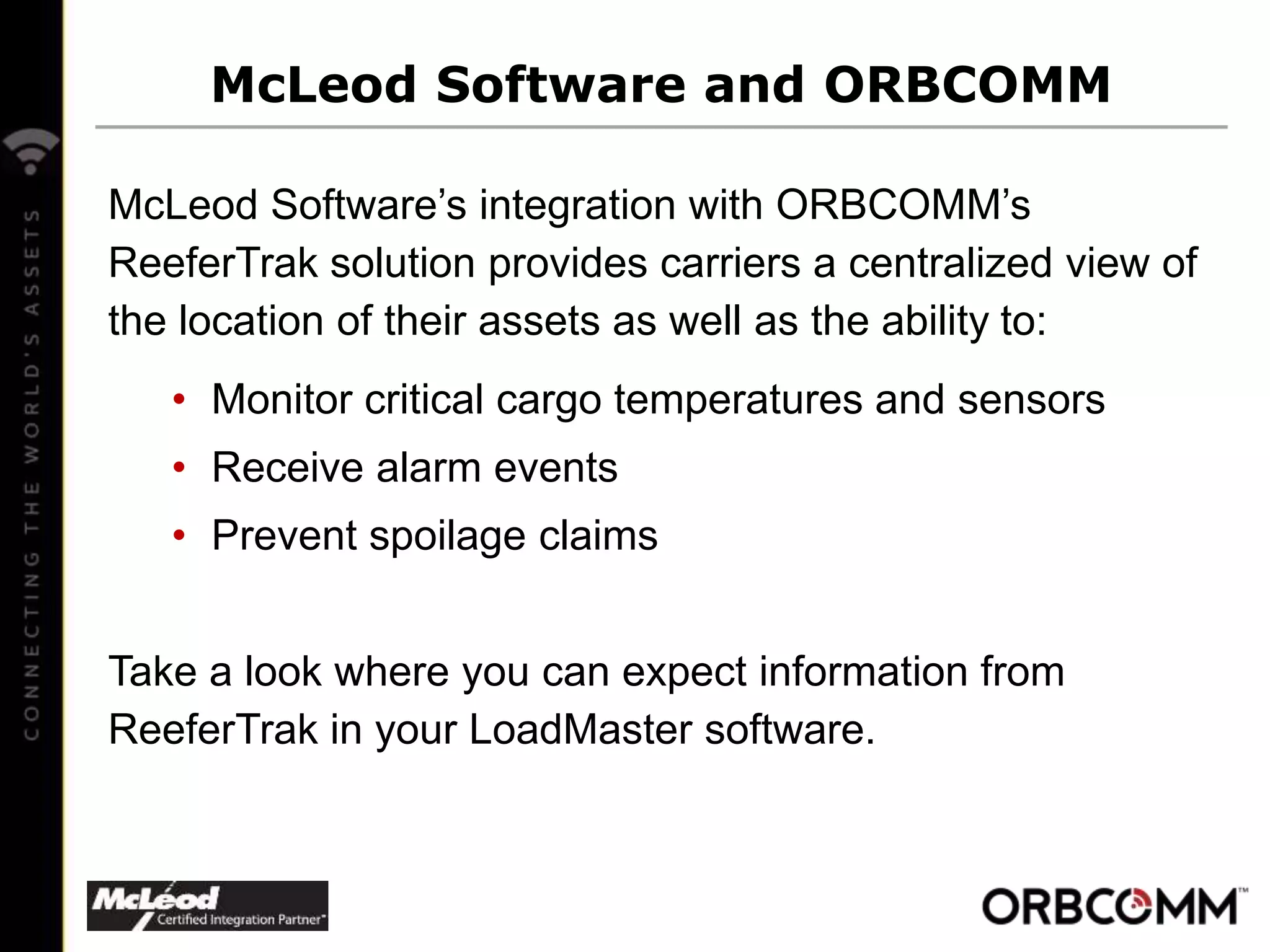 LoadMaster and ORBCOMM: Integrated Dispatch and Asset Tracking | PPT