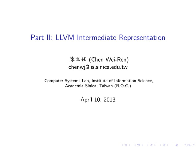 Part II: LLVM Intermediate Representation | PDF