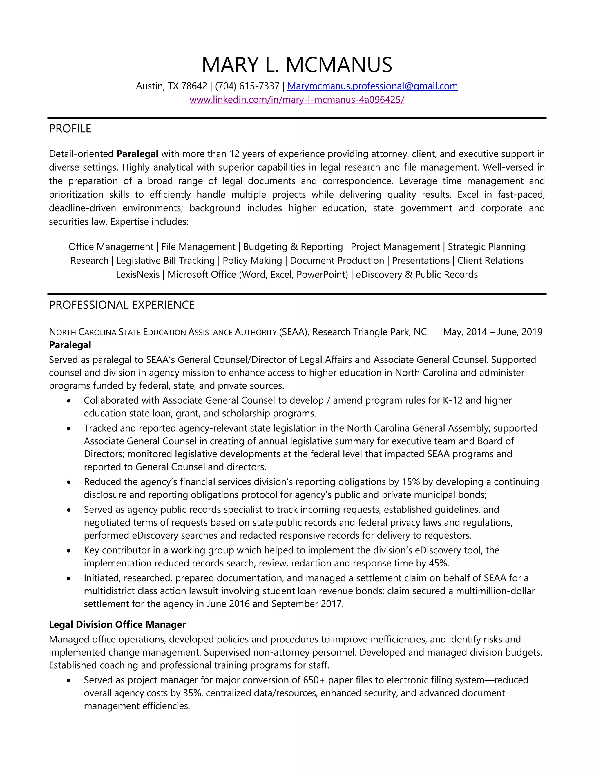 Mary McManus CV | PDF