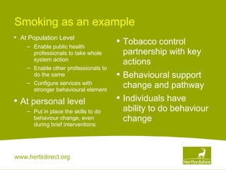 Behaviour change as part of a public health strategy | PPT